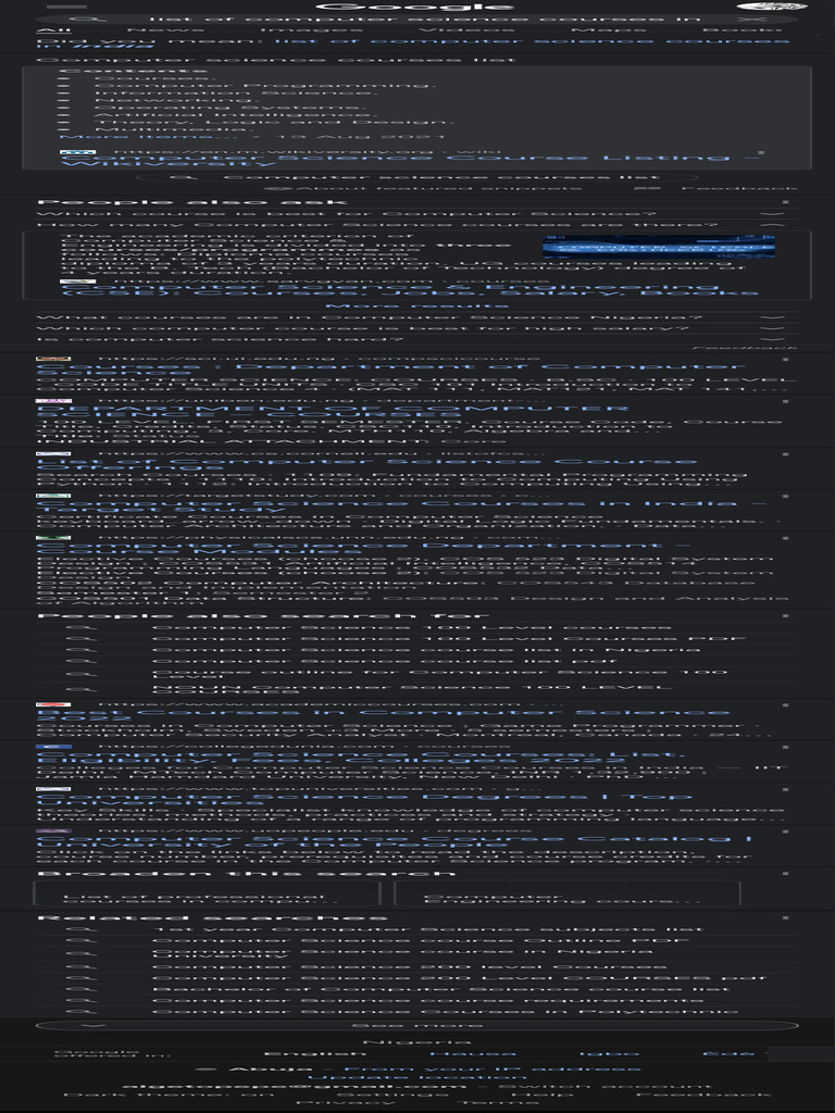 Computer Science Courses in INI | PDF | Computer Science | Computer Programming