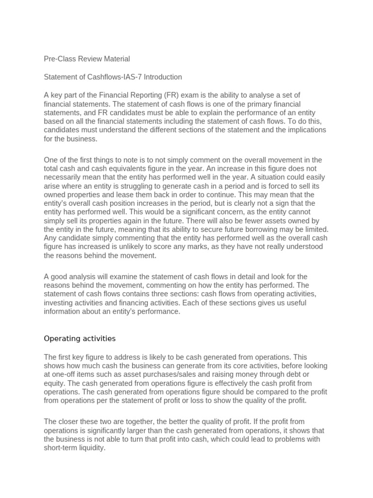 Statement of Cashglow-Review Material | PDF | Dividend | Interest