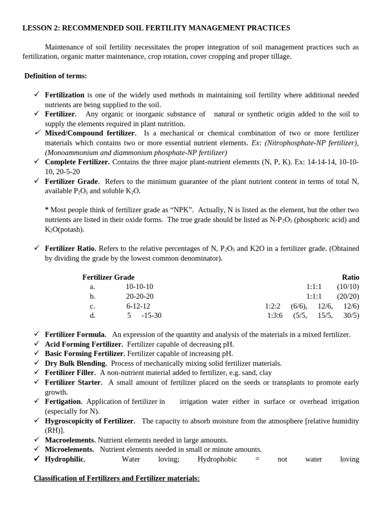 SOIL 102 LEC Module 2 Lesson 2 | PDF | Fertilizer | Soil