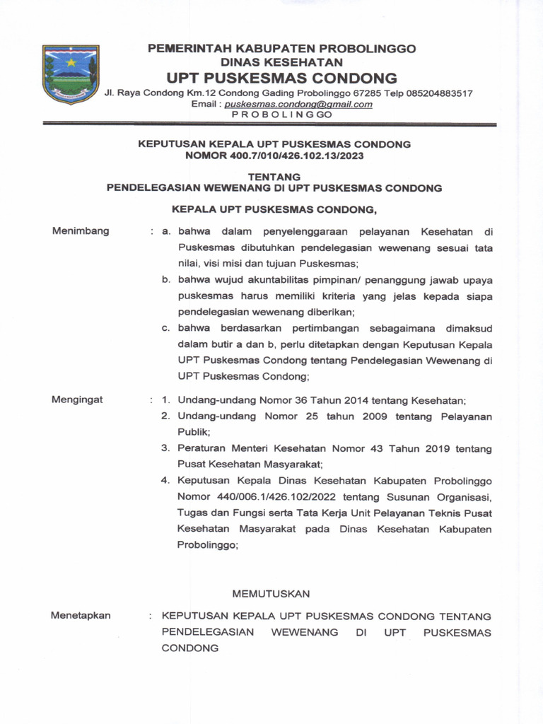 SK Pendelegasian Wewenang | PDF