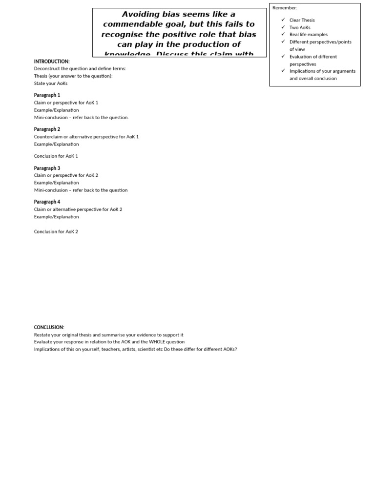 Alternative TOK Essay Scaffold 2024 | PDF | Science & Mathematics