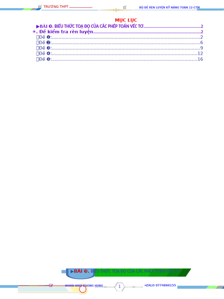 Hh12-C2-B3-Bieu Thuc Toa Do-Cac Phep Toan Vecto - HS | PDF