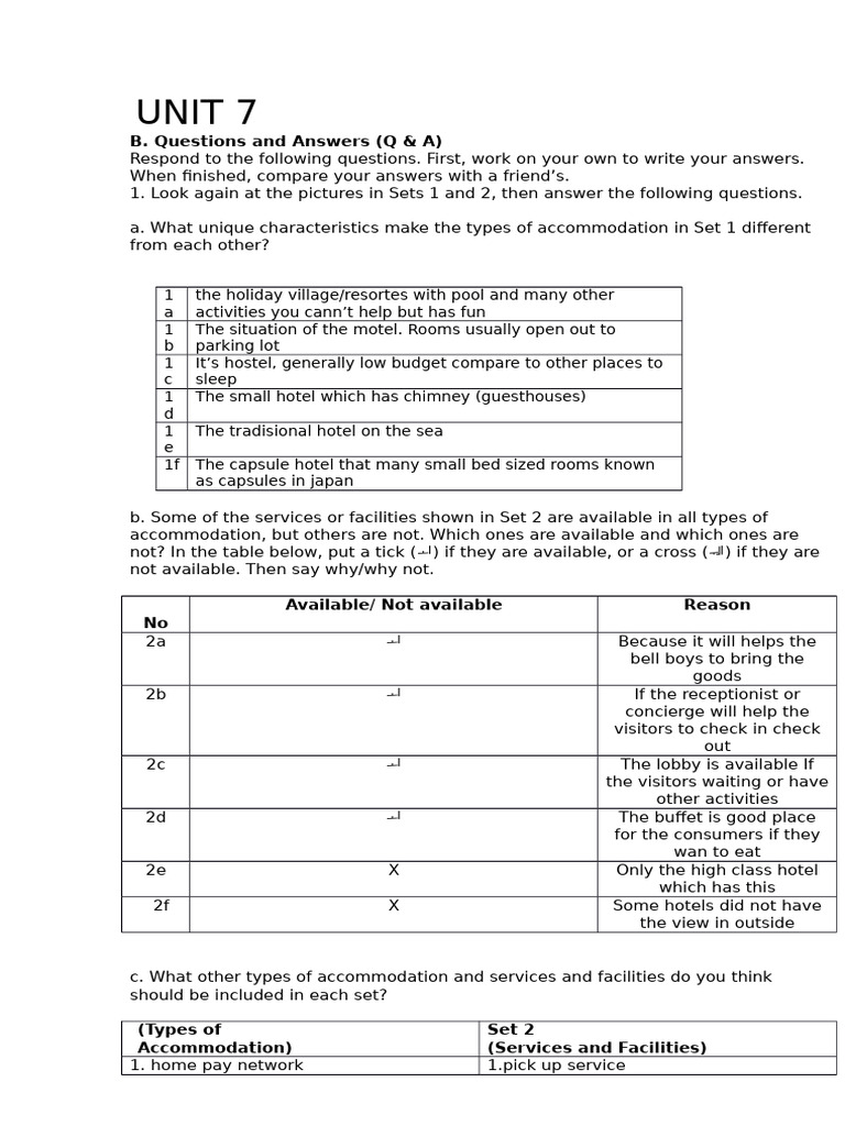 UNIT 7 New PDF | PDF | Hotel | Hospitality Industry
