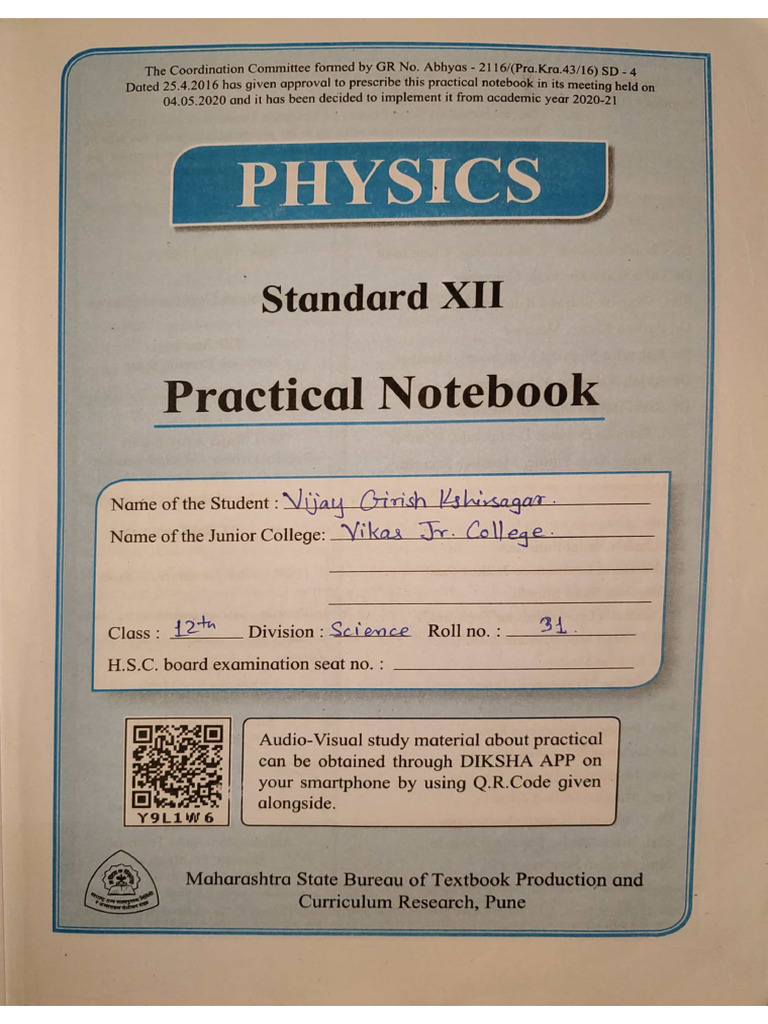12th Physics Practical Vijay G.K. | PDF