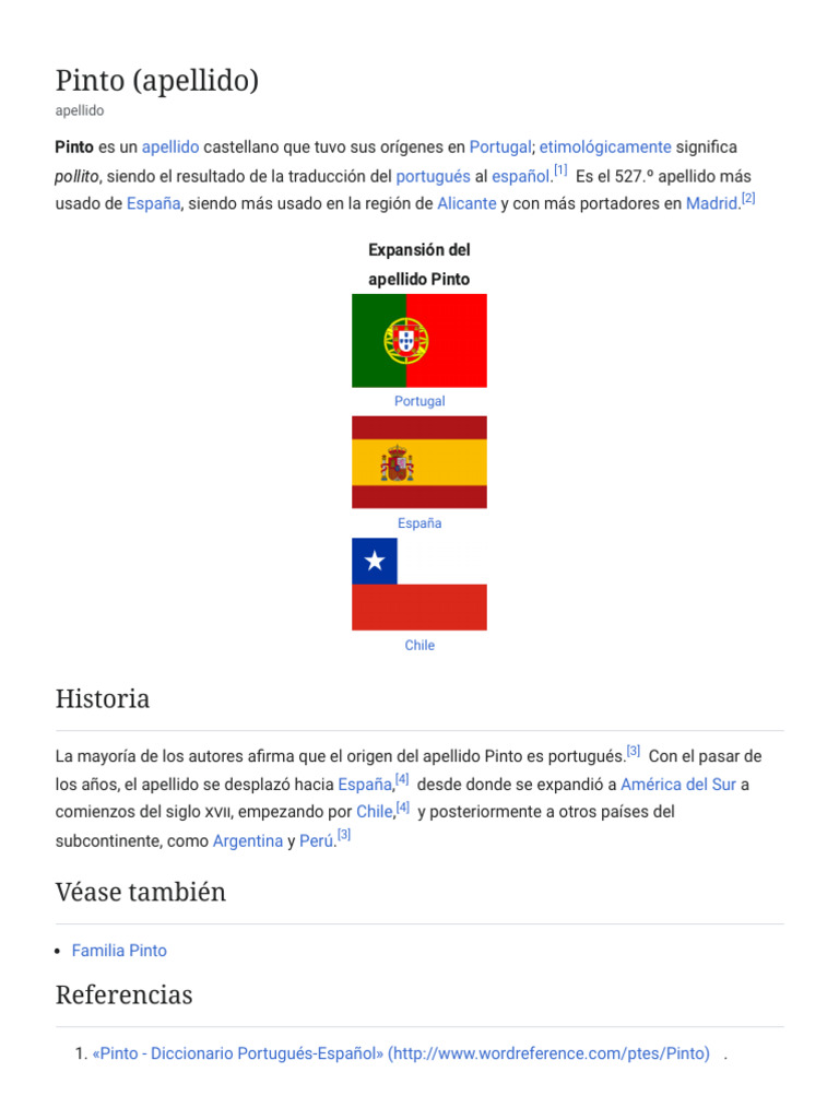 Pinto (Apellido) - Wikipedia, La Enciclopedia Libre | PDF | Estudios de ...