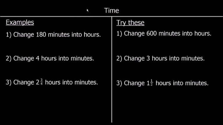 Maths: Minutes To Hours | PDF