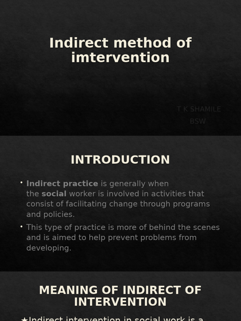 Indirect Intervention in Social Work | PDF | Social Work | Sustainability