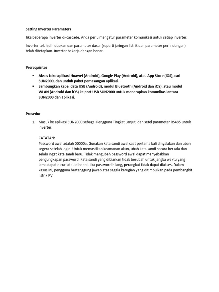 Setting Inverter Parameters | PDF