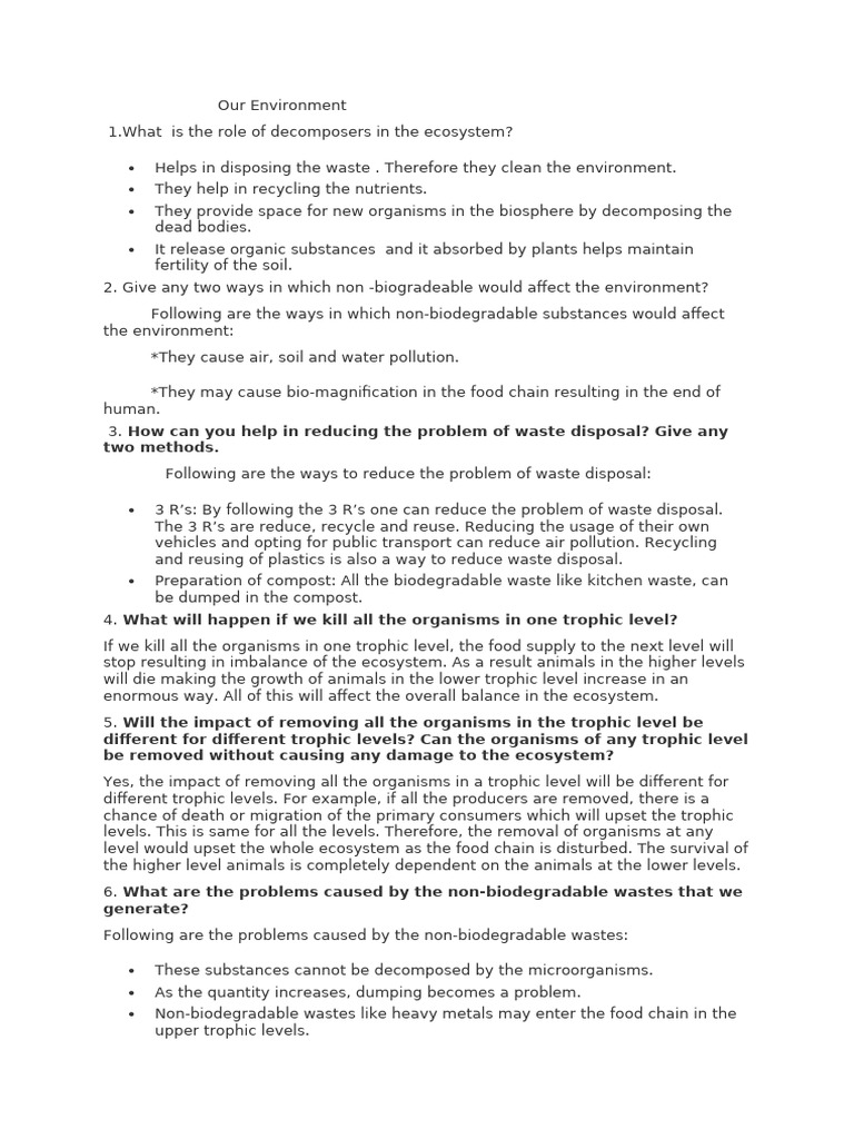 Our Environment Notes CW FAIR | PDF | Biodegradation | Decomposition