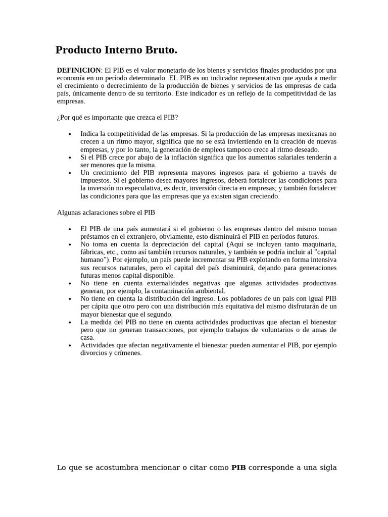 Producto Interno Bruto: Definición Y Componentes – ZXAP