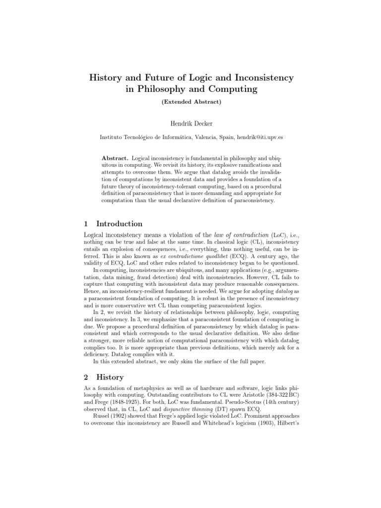 Paraconsistent Logic As A Foundation For Information Systems, June 2009 | PDF | Mathematical ...