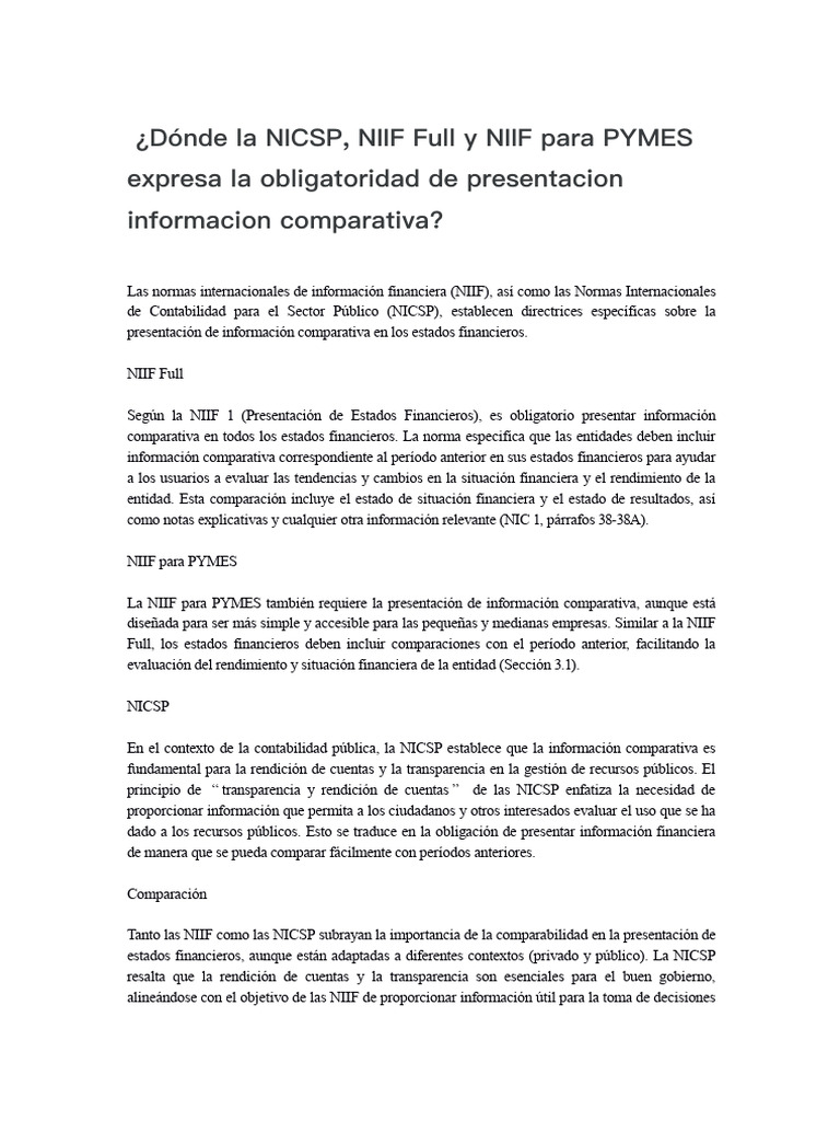 ¿Dónde La NICSP | PDF | normas internacionales de INFORMACION ...