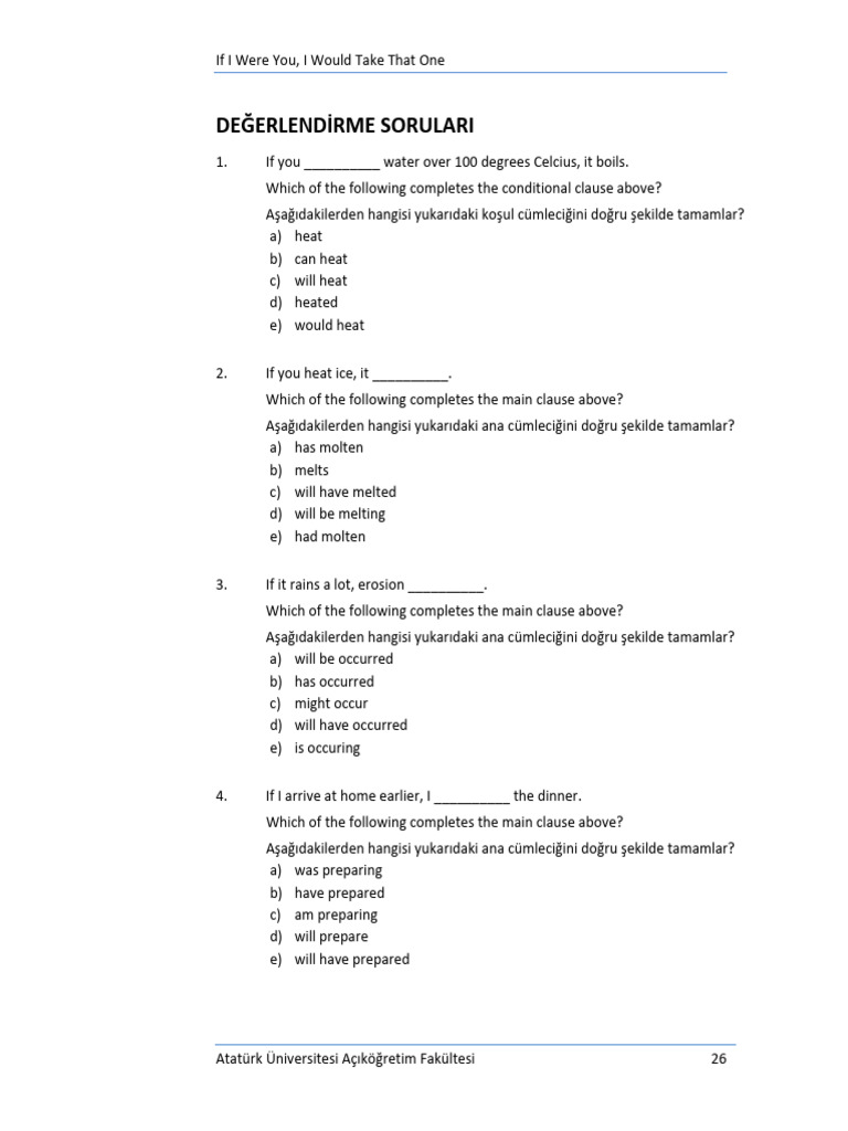English Test (Translating in Turkish) | PDF