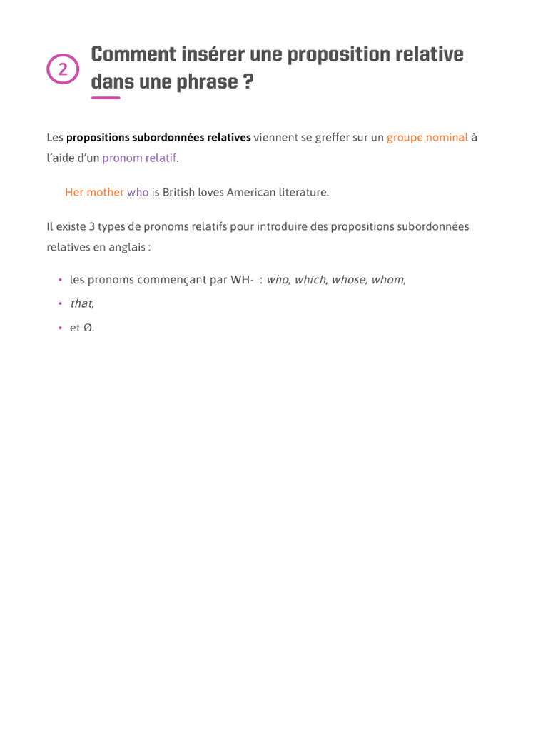 Comment Insérer Une Proposition Relative Dans Une Phrase | PDF