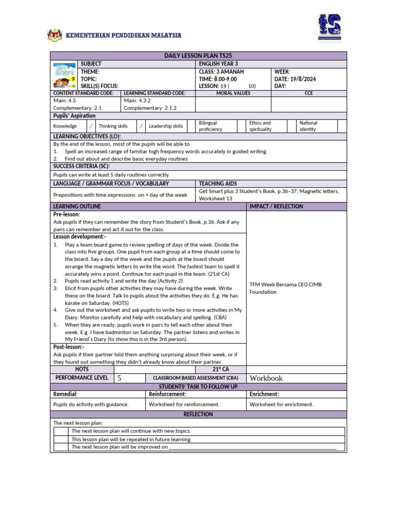 RPH Week 21 2024 | PDF | Lesson Plan | Teachers
