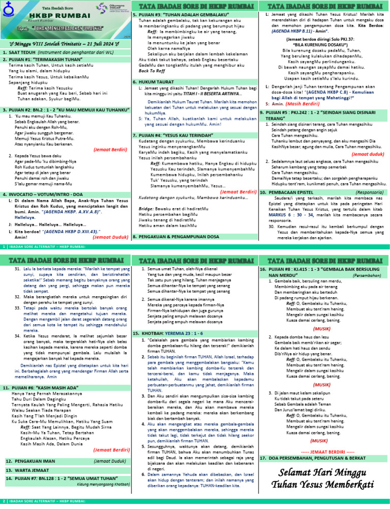 240721-Ibadah Minggu Sore M8 Setelah Trinitatis | PDF