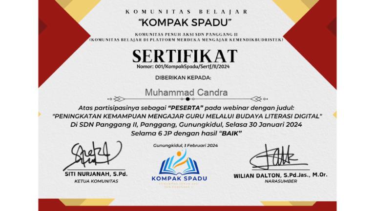SERTIFIKAT WEBINAR Muhammad Candra | PDF