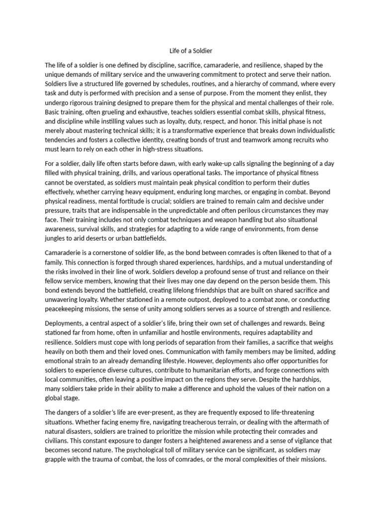 Life of a Soldier | PDF | Psychological Resilience | Social Psychology