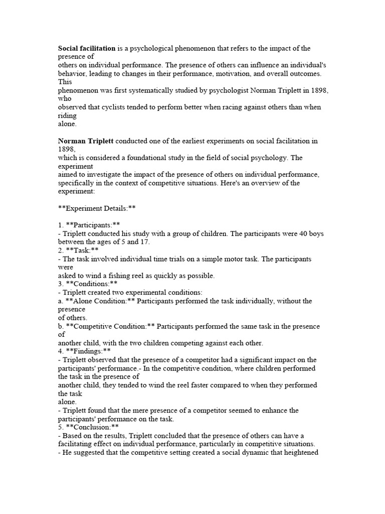 Social Facilitation & Loafing | PDF | Neuroscience | Cognitive Psychology