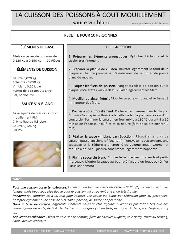 Cuisson de Poisson à Court Mouillement | PDF | sauce | Vins