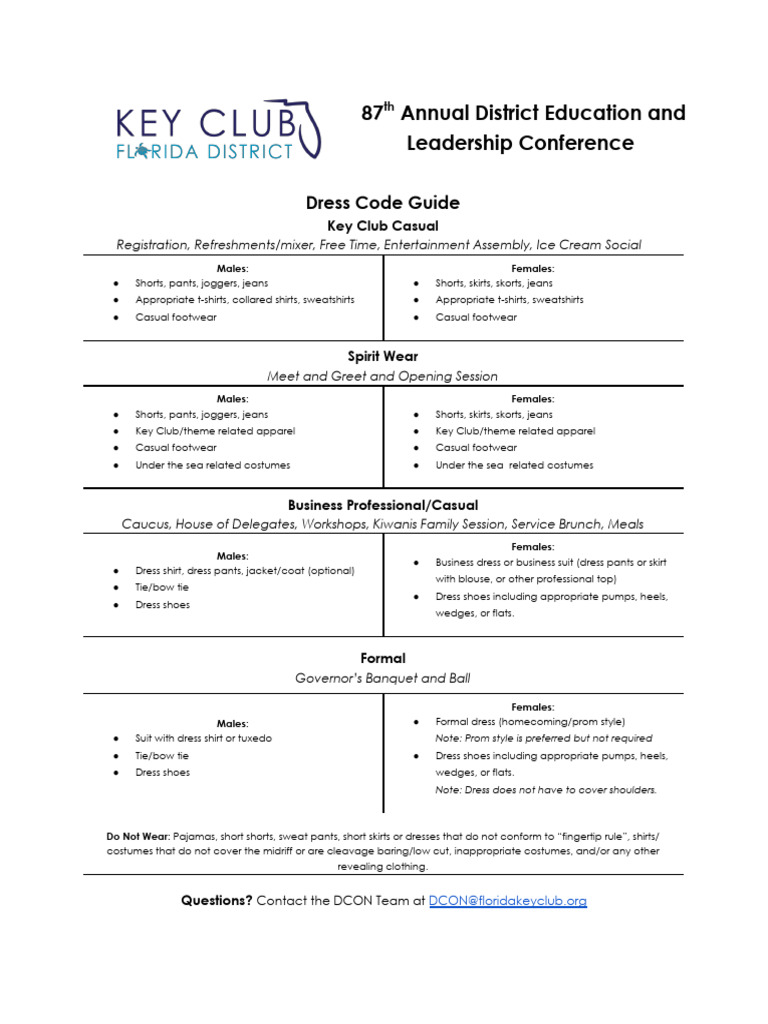DCON 2025 Dress Code Guidelines | PDF | Dress | Dress Codes