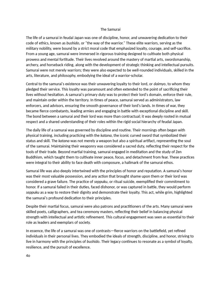 The Samurai | PDF | Samurai | Bushido