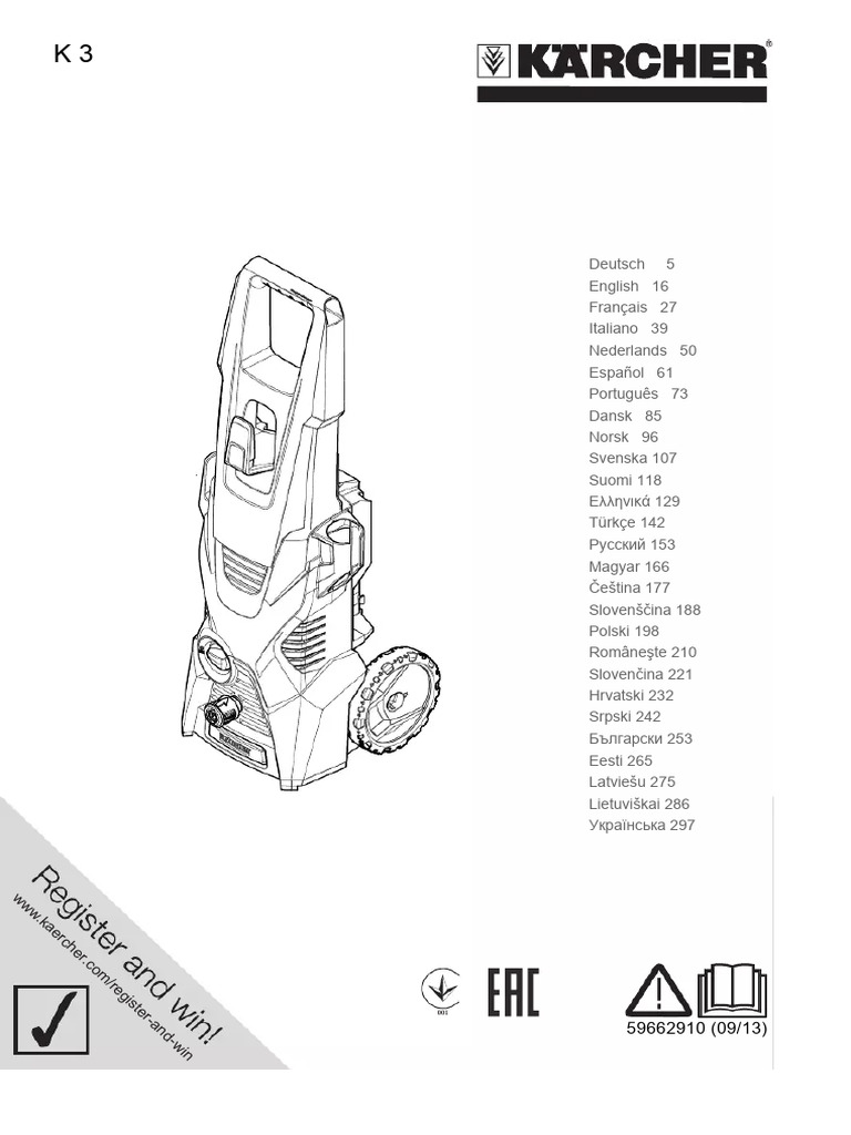 Manual de Instruções Kärcher K 3 (Português - 310 Páginas) | PDF