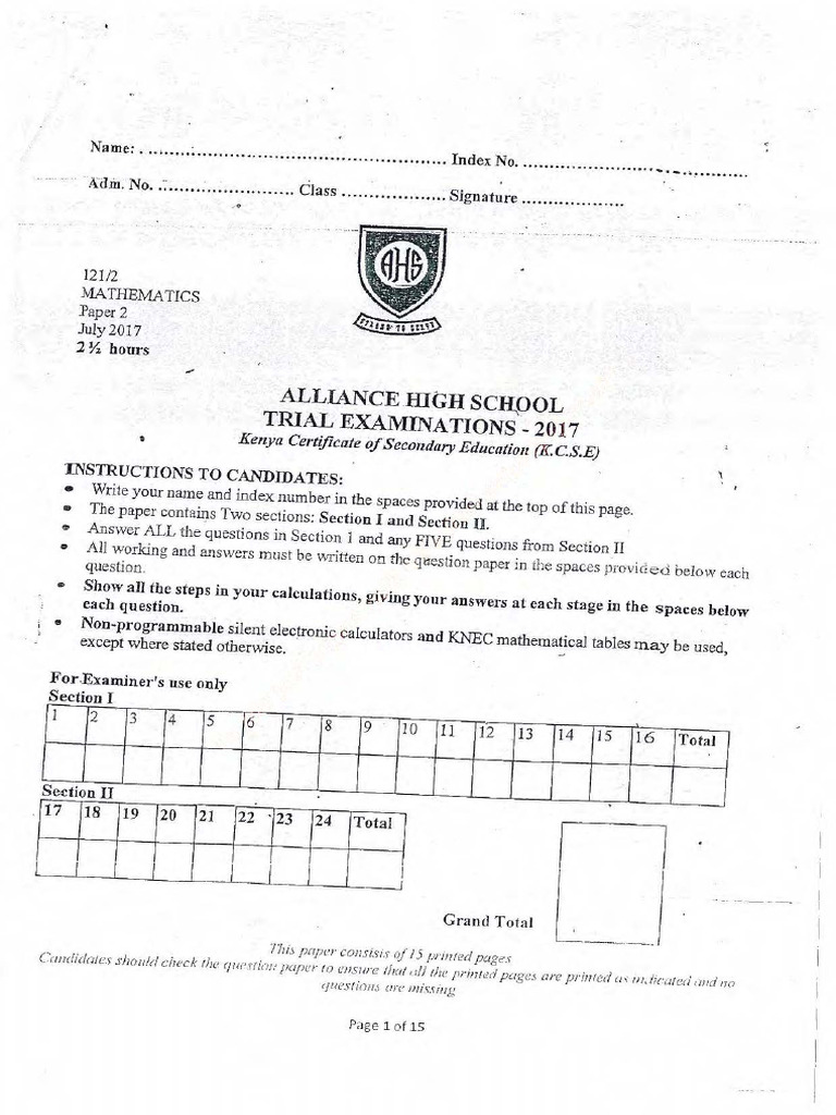 Mock Pp2 QP Alliance Boys 2017 | PDF