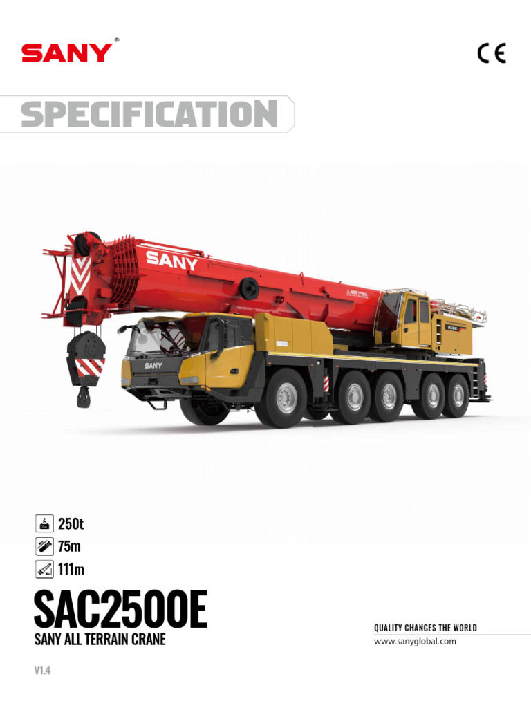 SANY SAC2500E Crane Specifications | PDF