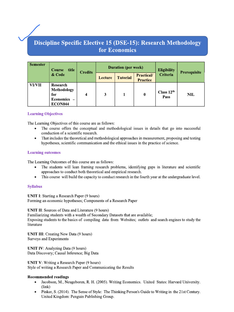 Sem 6 DSE Syllabus | PDF