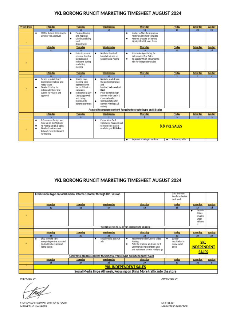 Marketing Sheet August 2024 | PDF