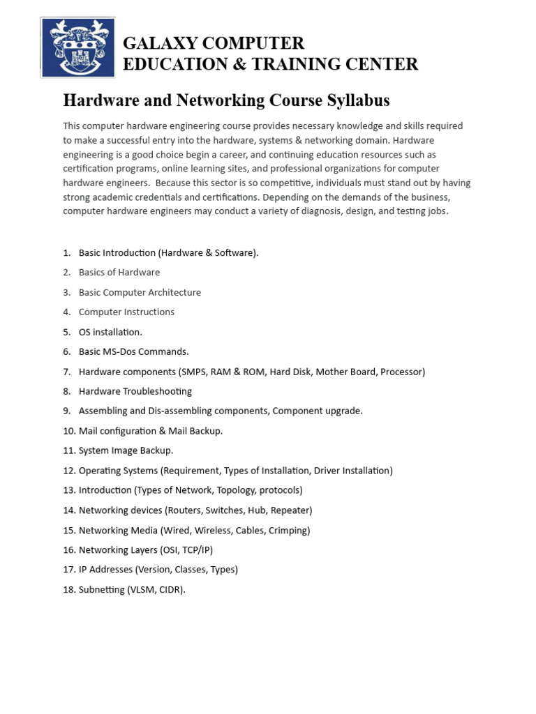 HW & N Syllabus | PDF | Computers