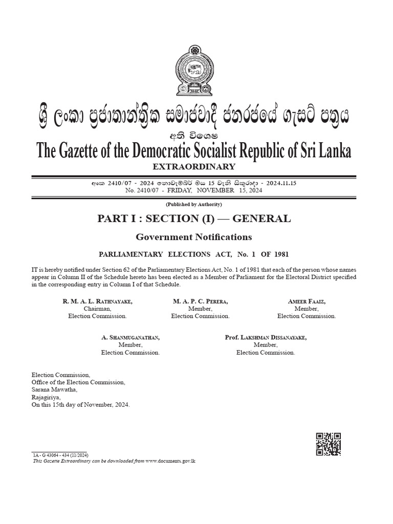 Sri Lanka Parliament Members List 2024 | PDF | Political Parties | Sri ...