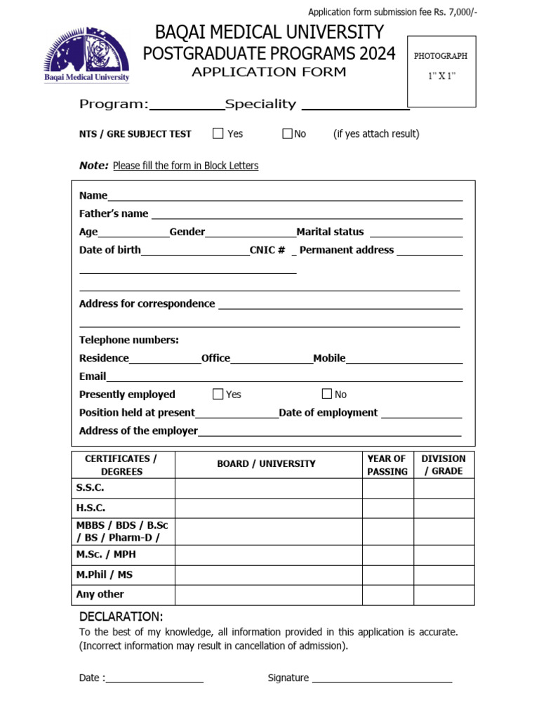 PG-Admission Form-2024 | PDF | Career & Growth