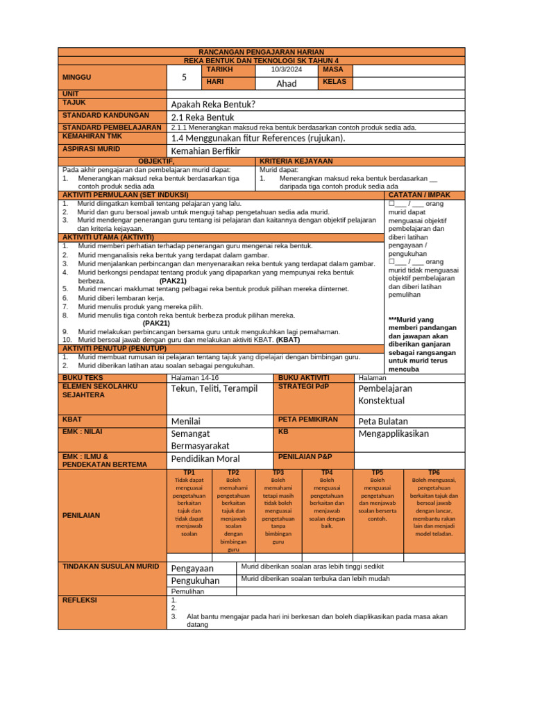 M5 RPH RBT Tahun 4 | PDF
