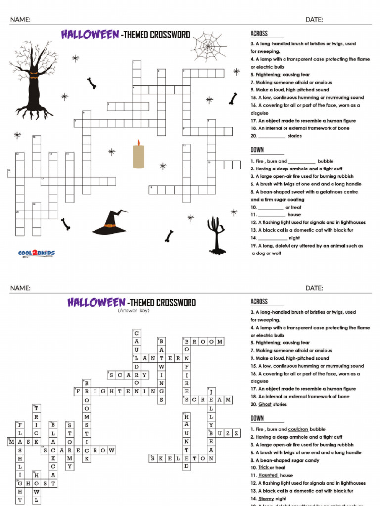 Free Halloween Themed Crossword Puzzles | PDF