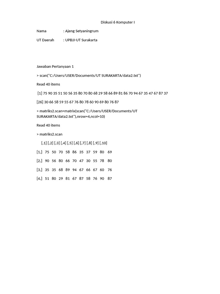 Diskusi 6 Komputer I - Ajeng Setyaningrum | PDF