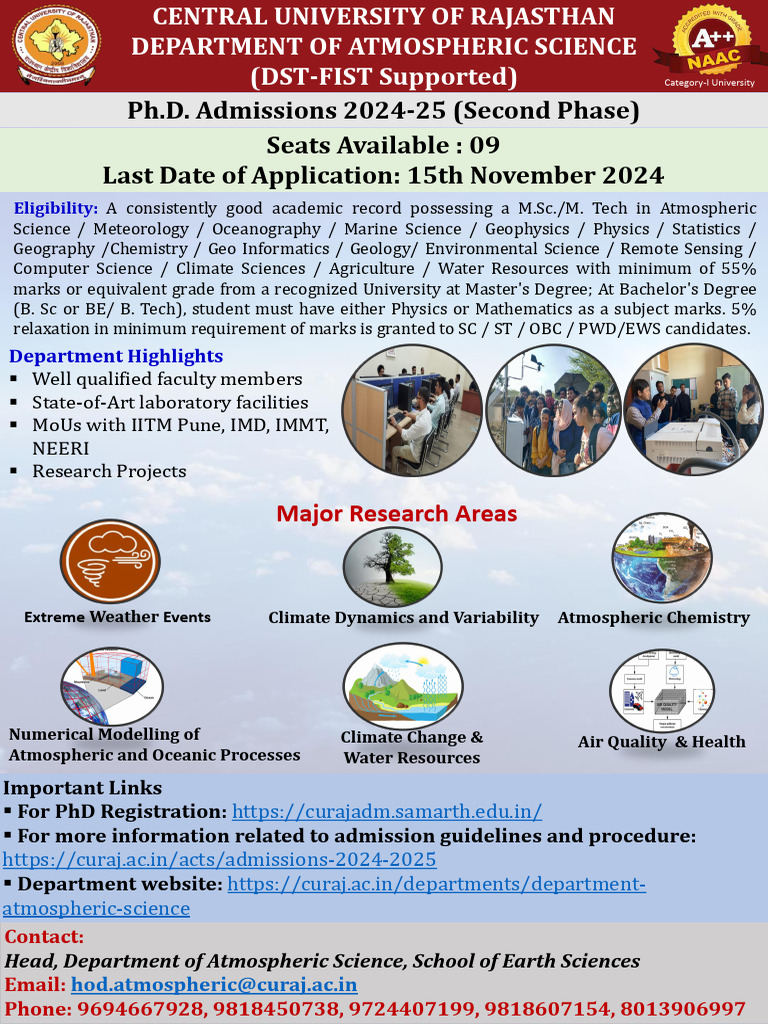 PhD Admissions 2024 in Atmospheric Science | PDF | Science ...