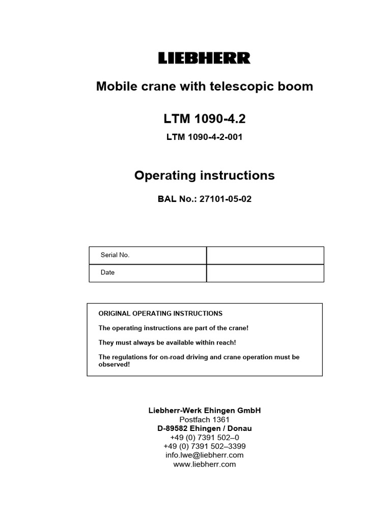 Bal - 27101-05-02 LTM 1090-4.2 | PDF | Crane (Machine)