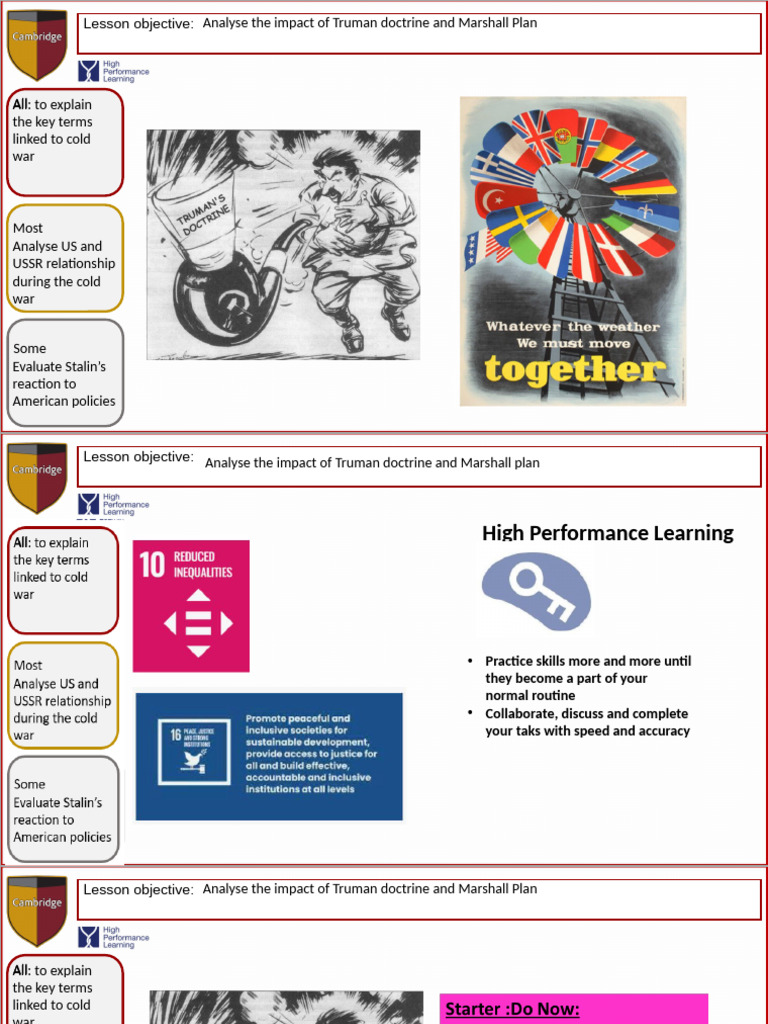 History Cold War - Truman Doctrine and Marshal Plan | PDF | Marshall ...