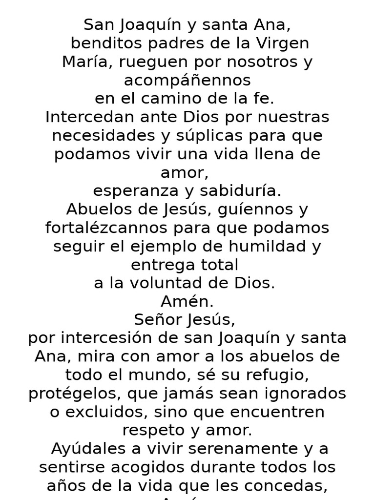 Oracion A San Joaquin y Santa Ana | PDF