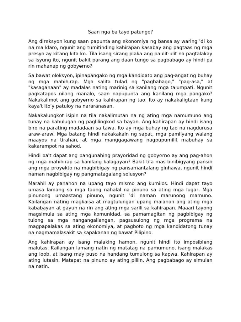 Column Article (FILIPINO) ABUYOG NHS - Diana Jane Cantilang | PDF