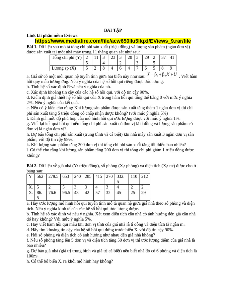 BÀI TẬP KTL | PDF