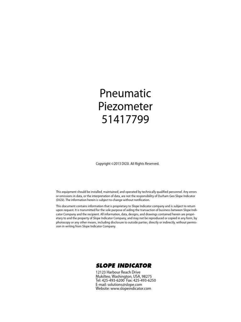 Pneumatic Piezometer | PDF | Pressure Measurement | Valve