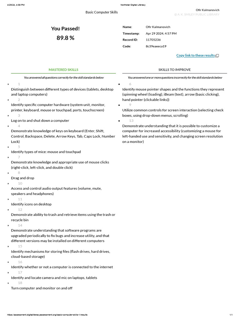Northstar Digital Literacy (Basic Computer Skills) | PDF | Computer ...