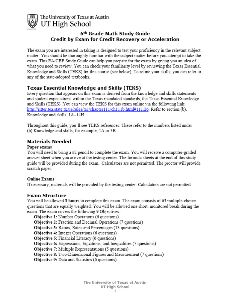 6th Grade Math Exam Prep Guide | PDF | Ratio | Debits And Credits