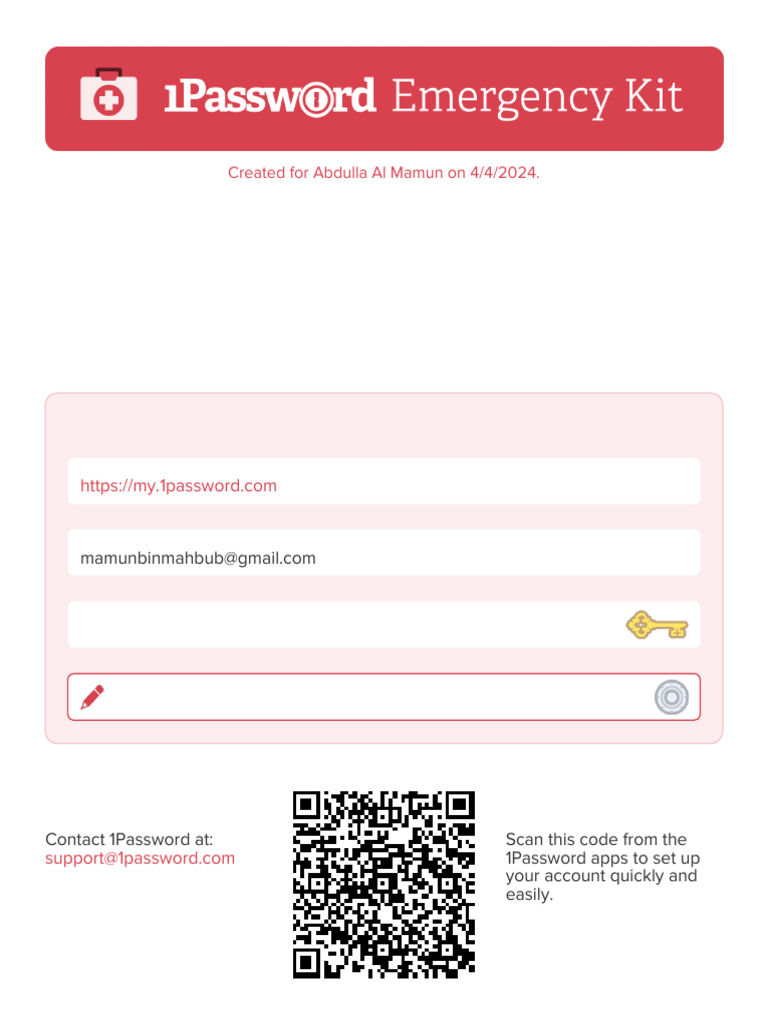 1password Emergency Kit A3-8NBREG-my | PDF | Computers