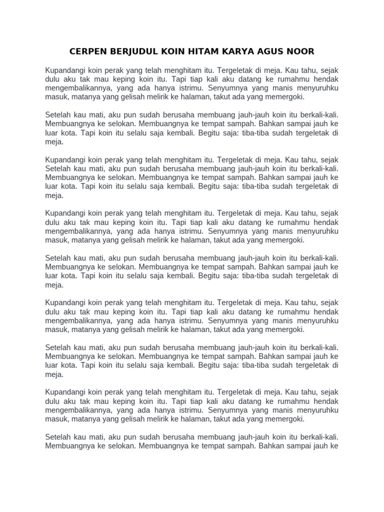 Koin Hitam: Cerita Agus Noor | PDF