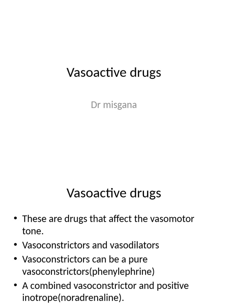 Vasoactive Drugs Lecture | PDF | Vasodilation | Blood Pressure