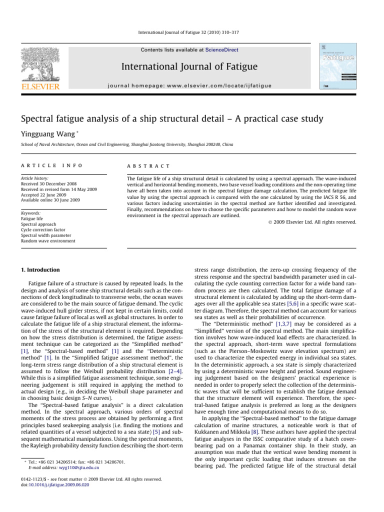 Wang - 2010 - Spectral Fatigue Analysis of A Ship Structural Det | PDF ...